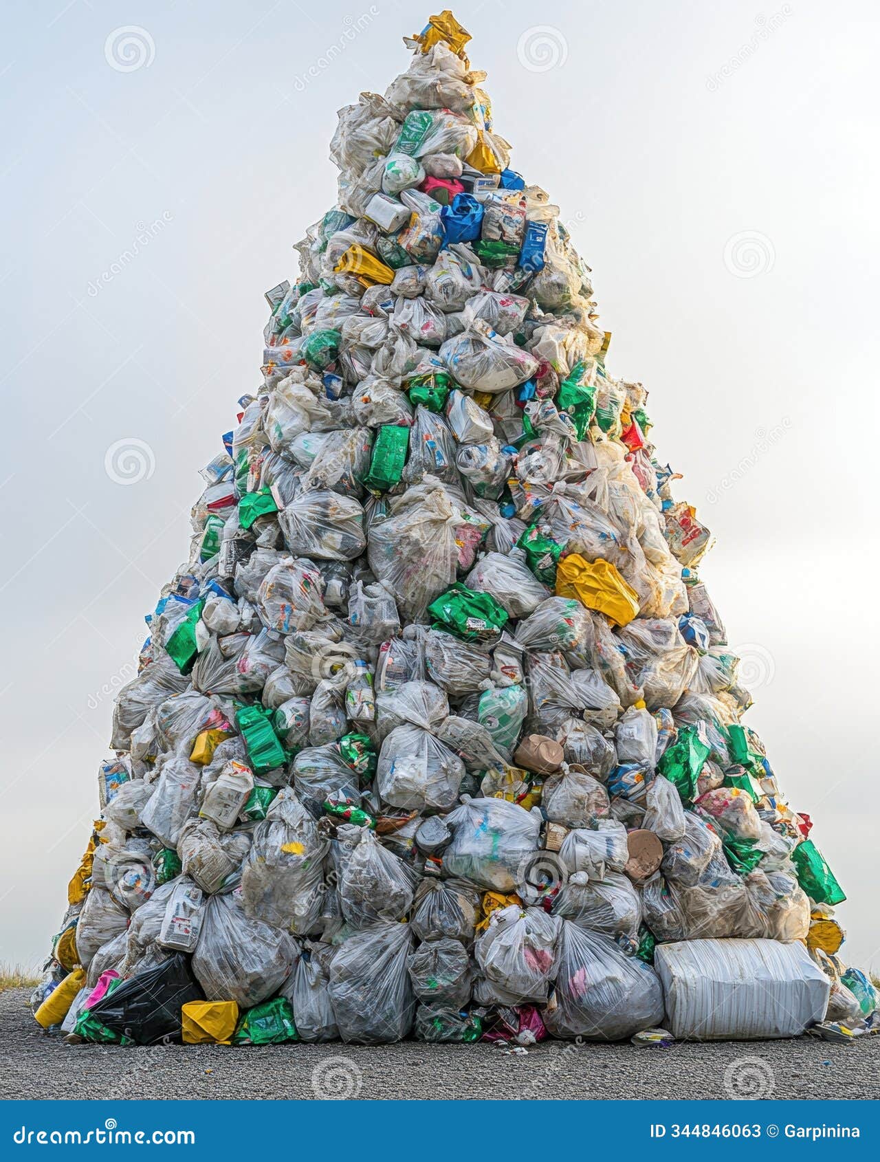 Christmas Tree Made of Garbage Symbolizing Consumerism and Waste Stock ...
