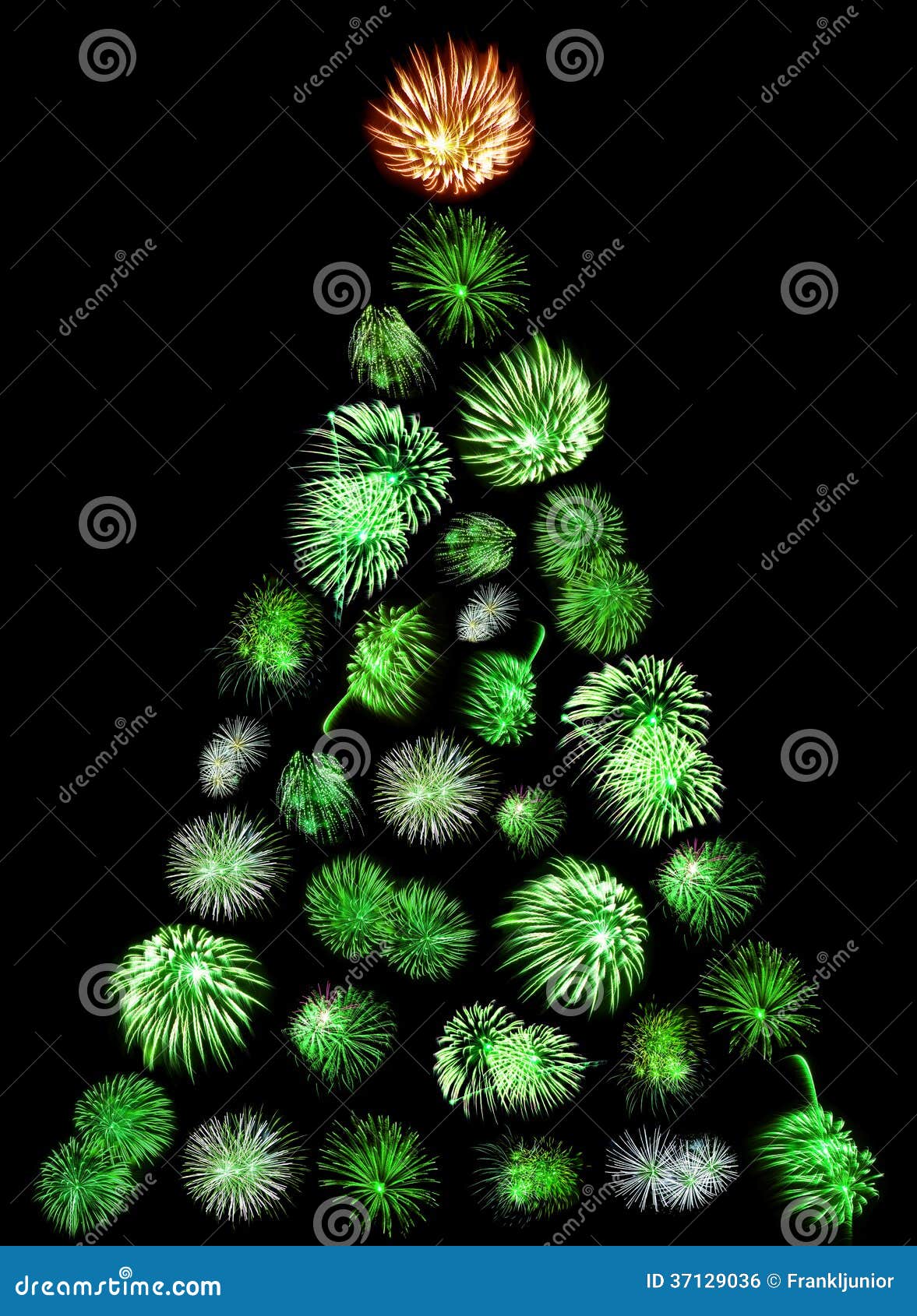A Christmas Tree Made of Green Fireworks Stock Photo - Image of ...