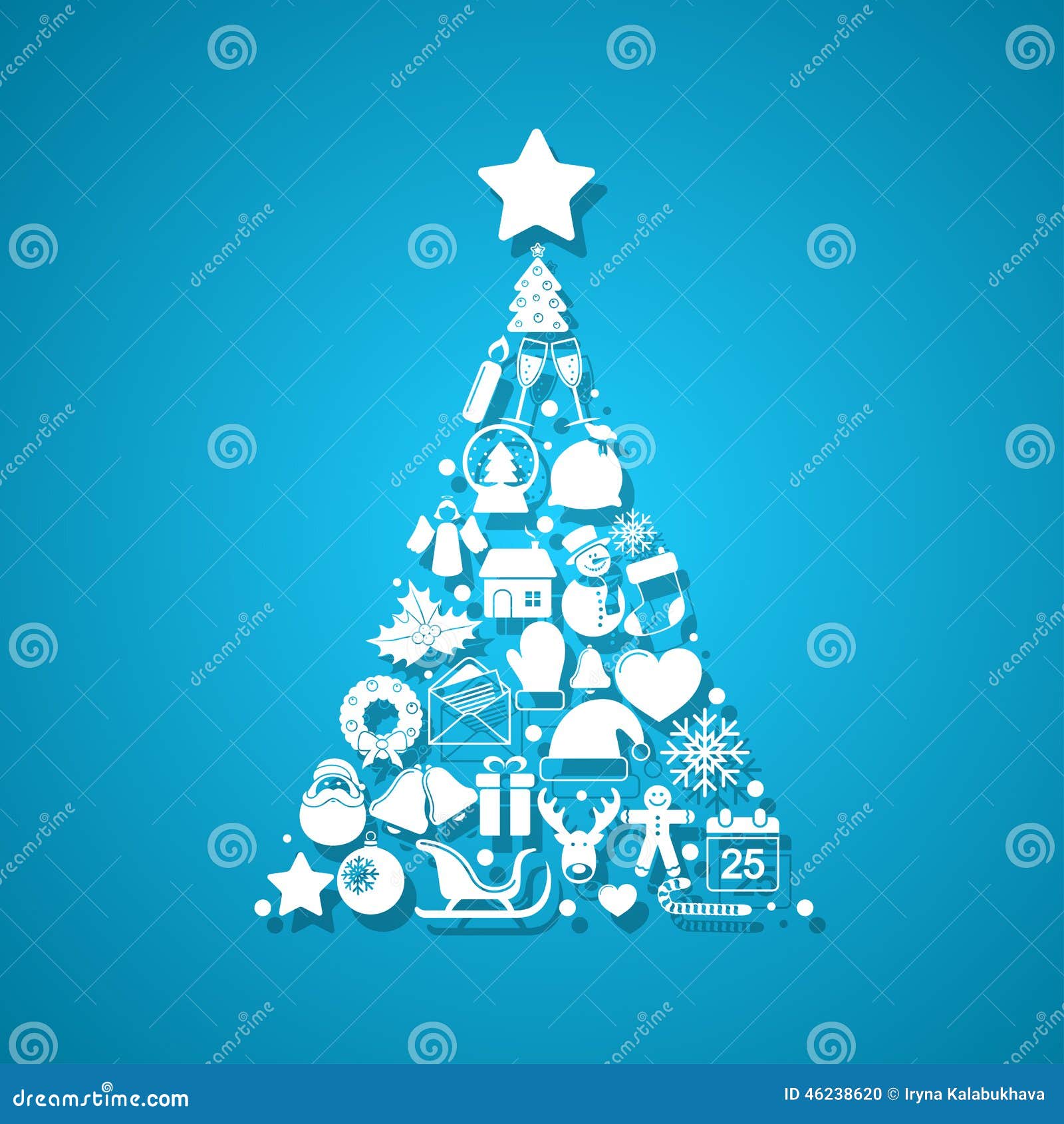Christmas Tree Made of Icons Stock Vector - Illustration of bell ...