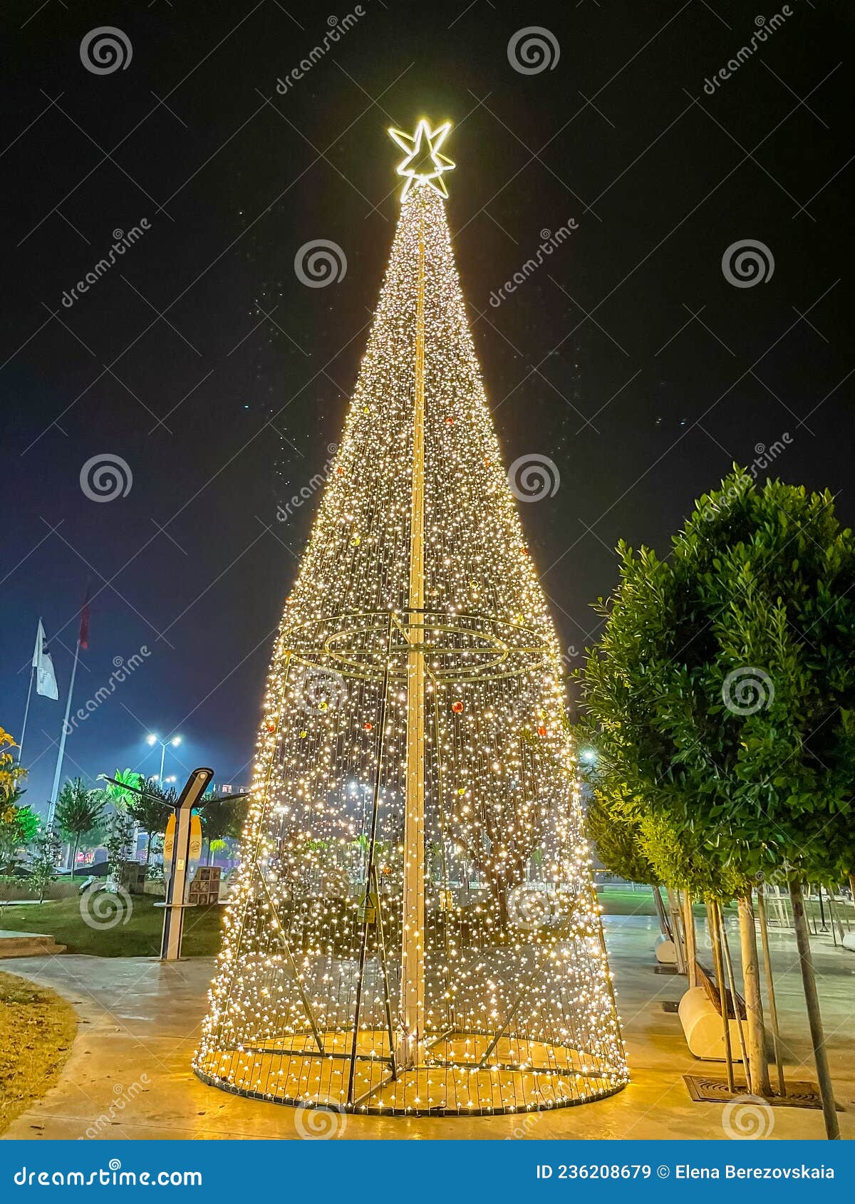 Christmas Tree Made of Lanterns on the Embankment in Antalya, Turkey ...