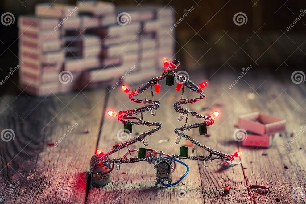 Christmas Tree Made of Led and Electronic Components Stock Photo ...