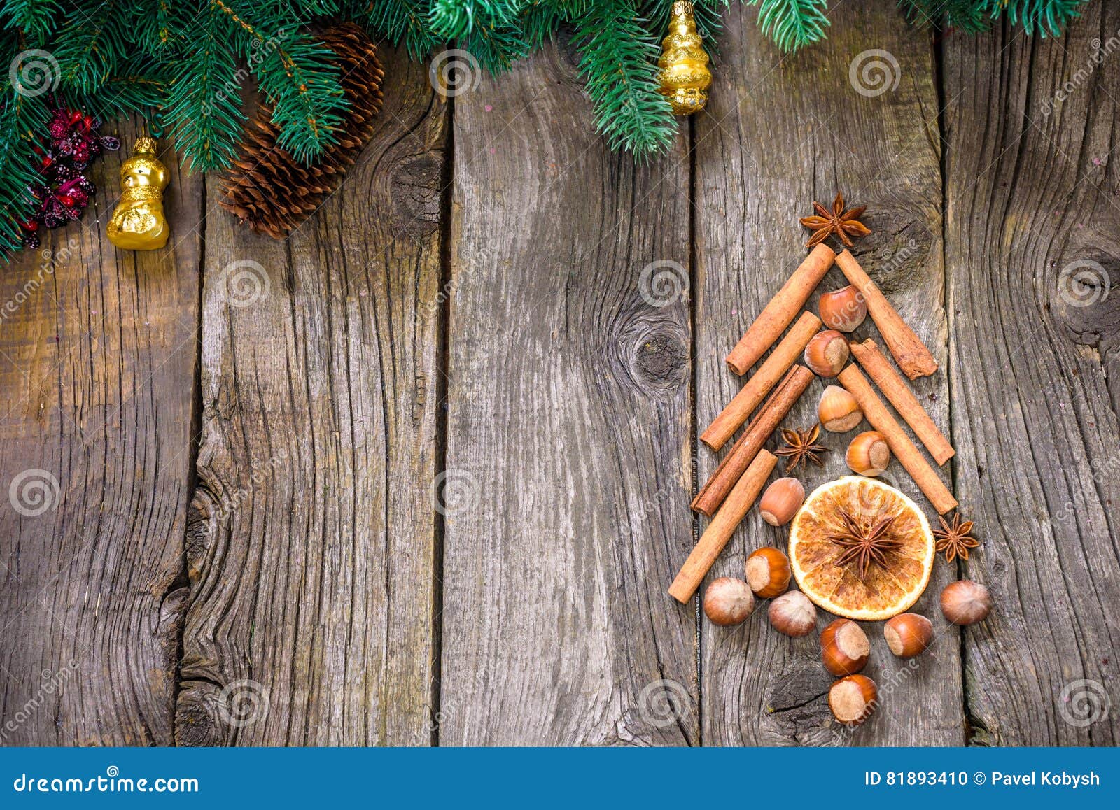 Christmas Tree Made of Nuts, Spices and Dried Oranges. Viewed Fr Stock ...