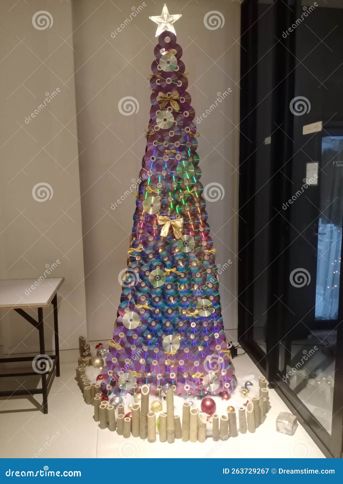 Christmas Tree Made from Old CDs Stock Image - Image of tree, material ...