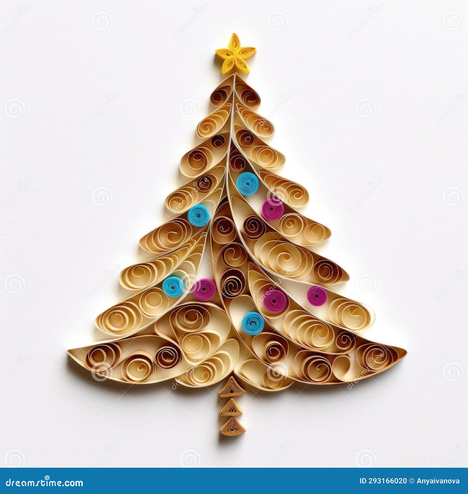 A Christmas Tree Made Out of Rolled Paper. Paper Quilling. Stock ...