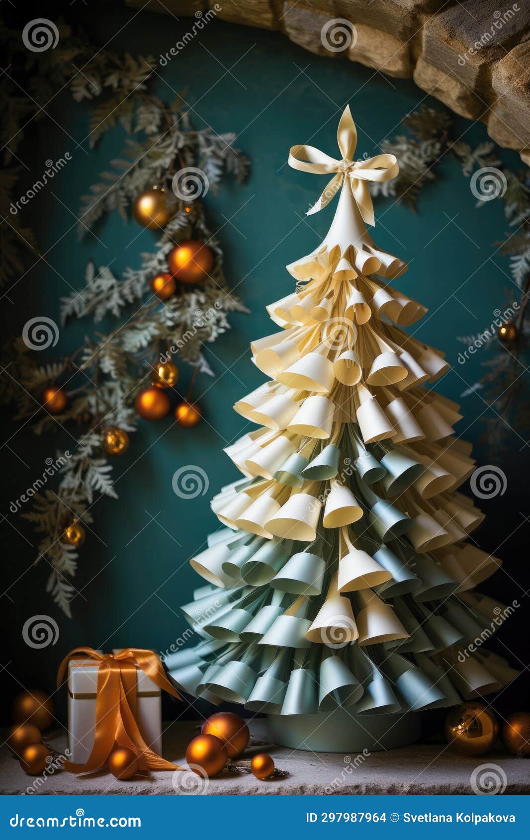 Christmas Tree Made from Paper. Alternative Idea Festive Decorated for ...