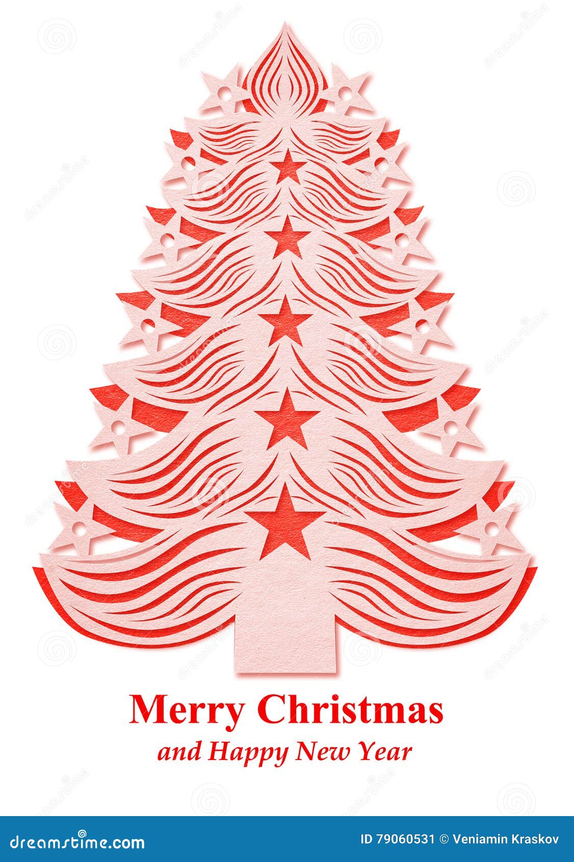 Christmas Tree Made of Paper - Red Stock Illustration - Illustration of ...