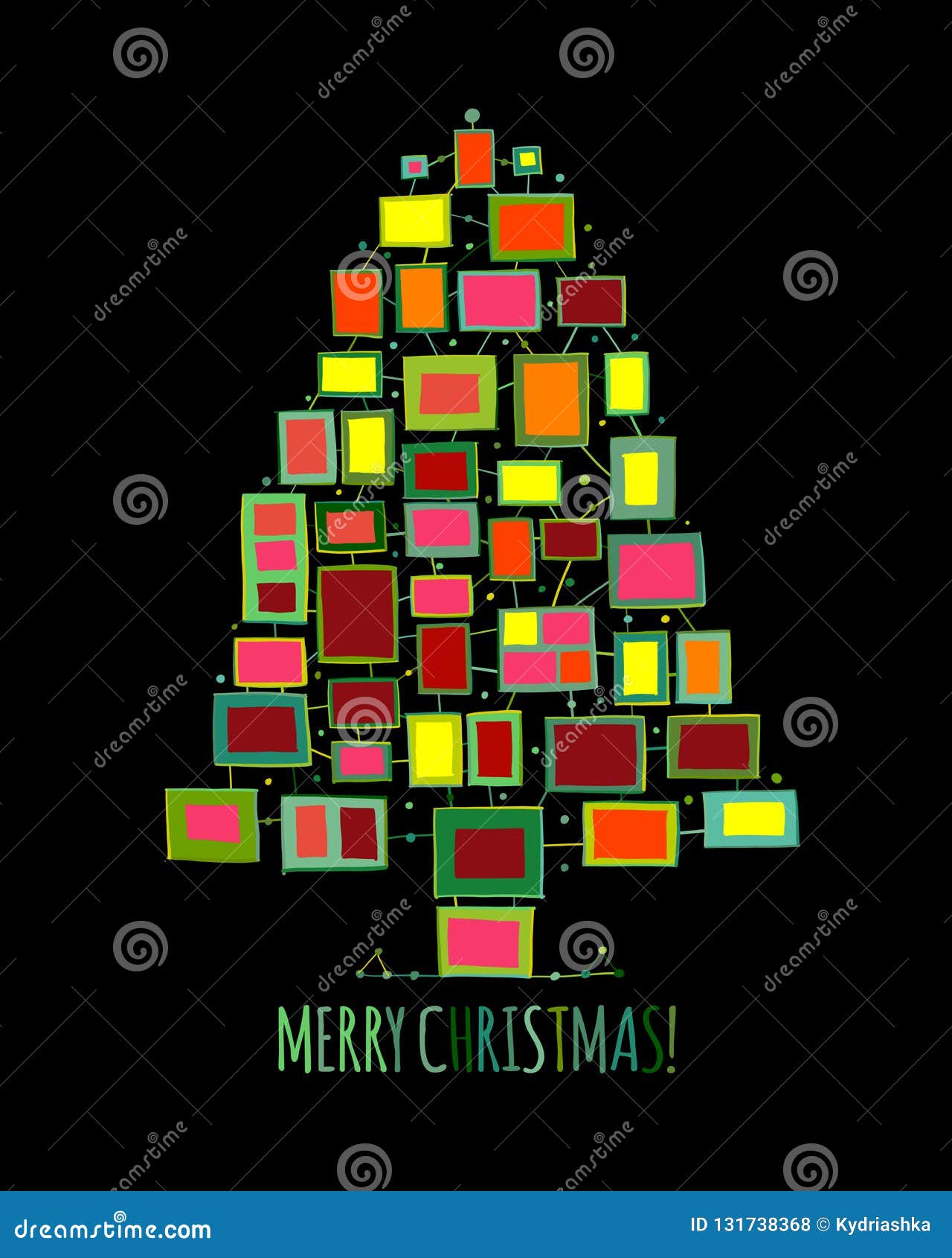 Christmas Tree Made from Photo Frames, Greeting Card for Your Design ...