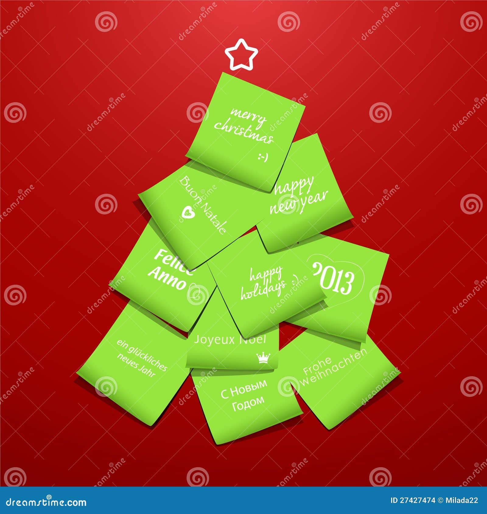 Christmas Tree Made from Post it Stock Vector - Illustration of frame ...