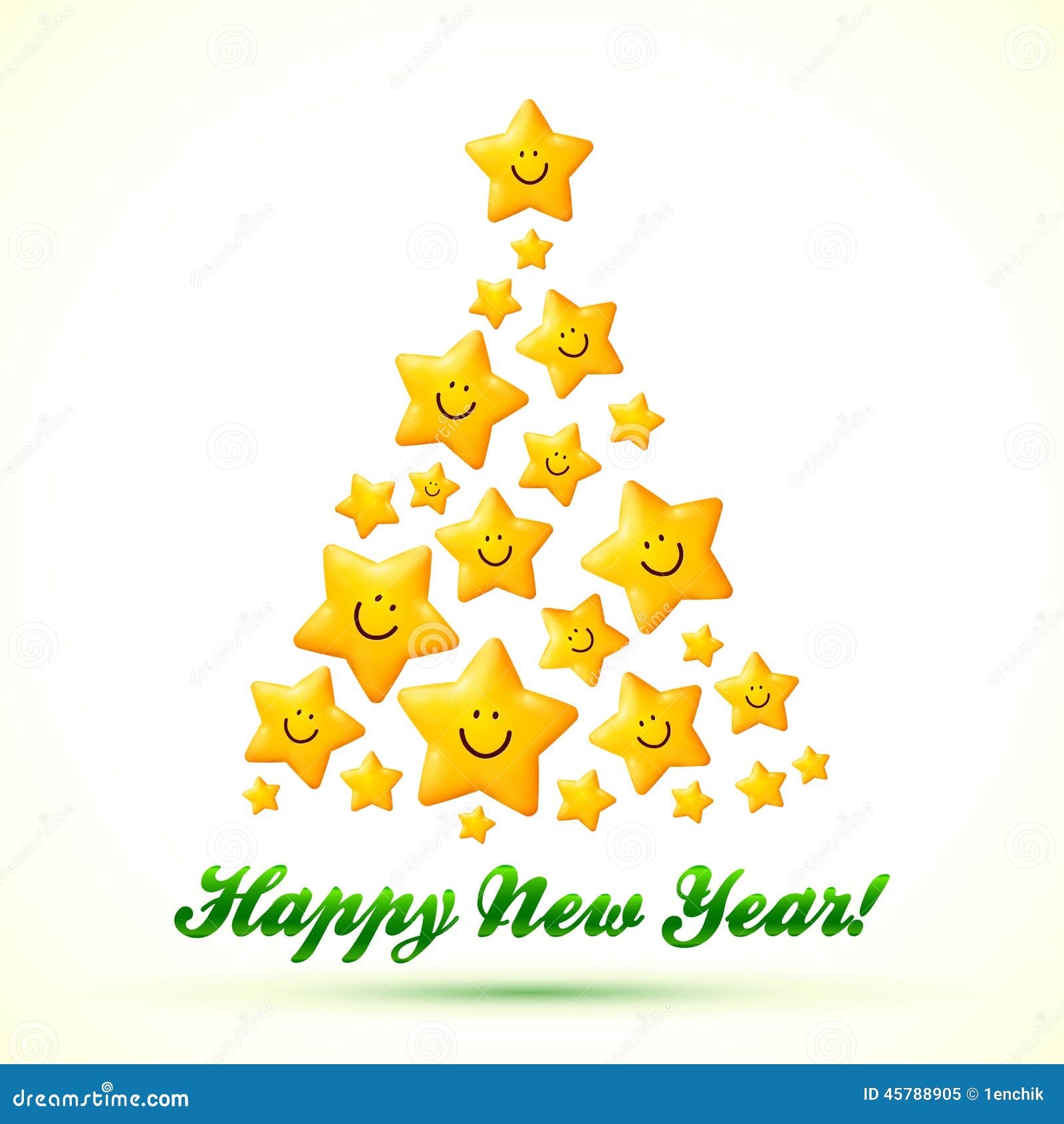 Christmas Tree Made from Smiling Yellow Stars Stock Illustration ...