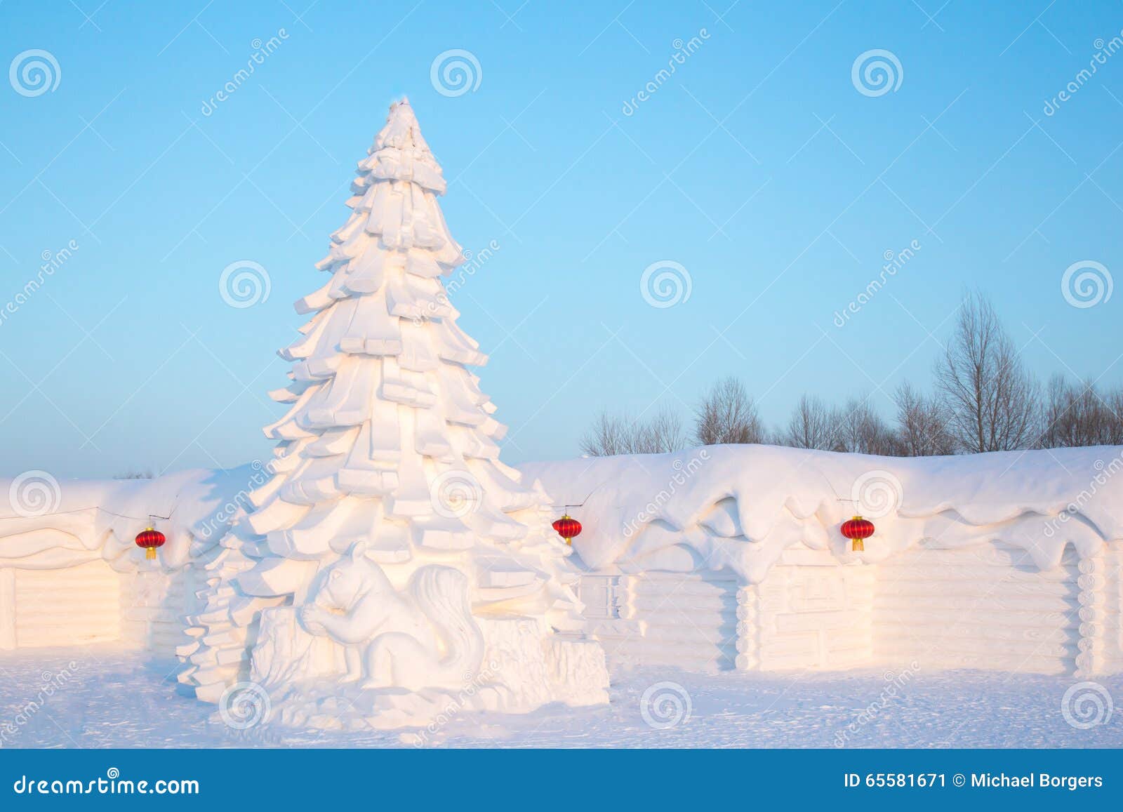 Christmas Tree Made from Snow Editorial Photo - Image of tree ...