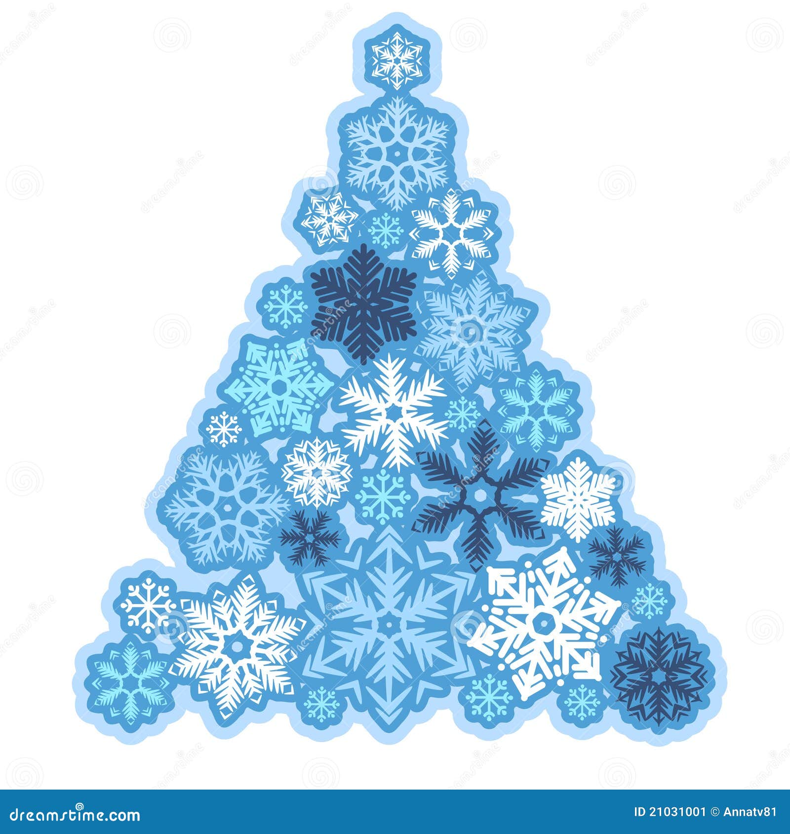 Christmas Tree Made of Snowflakes Stock Illustration - Illustration of ...
