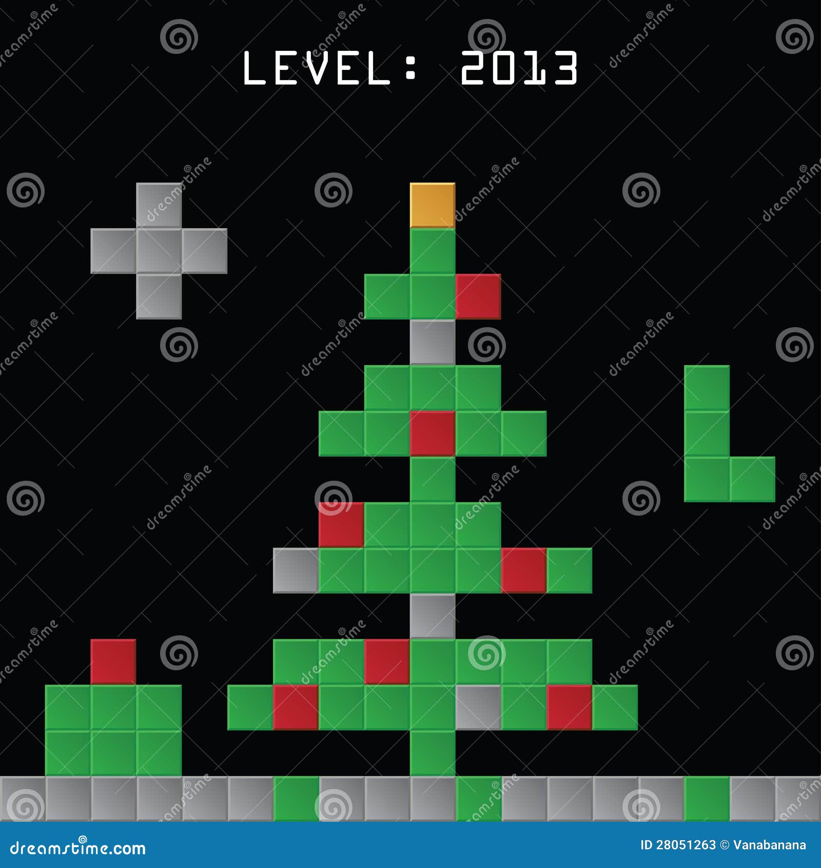 Christmas Tree Made from Tetris Game Blocks Stock Vector - Illustration ...