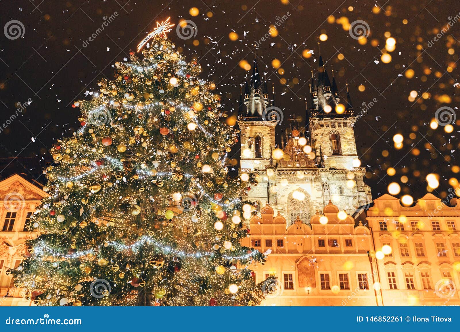 Christmas Tree on the Main Square in Prague Stock Image - Image of ...