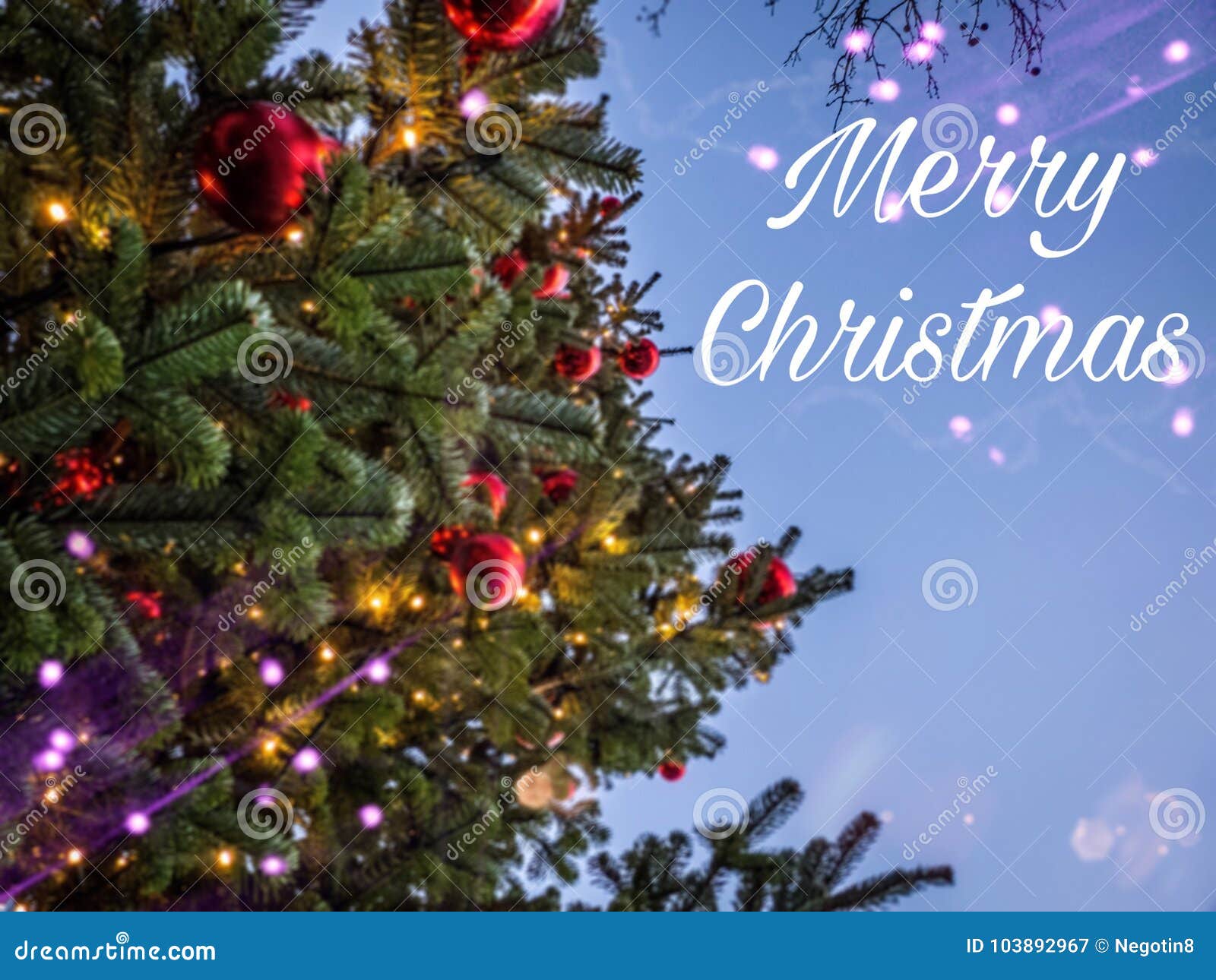 Christmas Tree with Marry Chrismas Text Stock Image - Image of modern ...