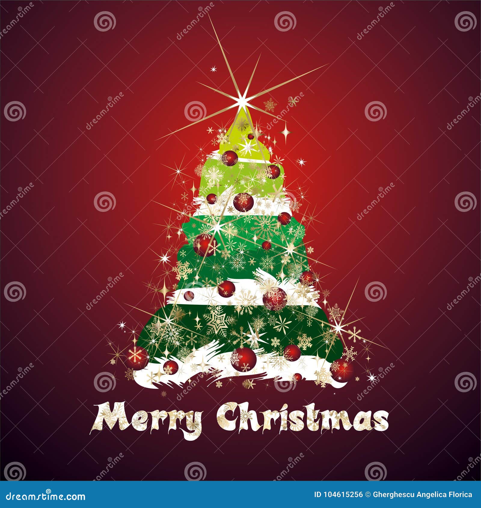 Christmas Tree and Marry Christmas Wishes Stock Illustration ...