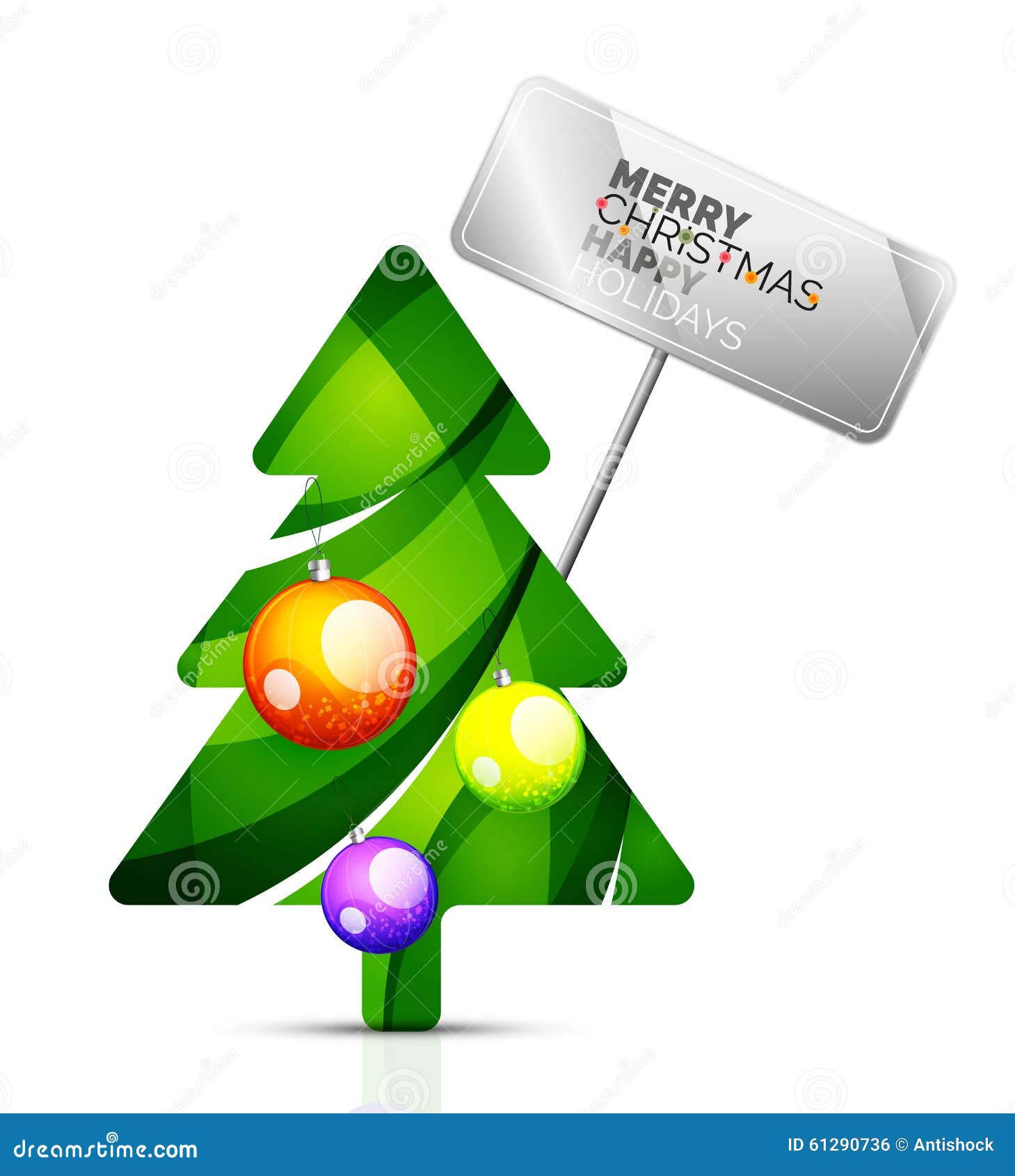 Christmas Tree with Message Board Stock Vector - Illustration of happy ...