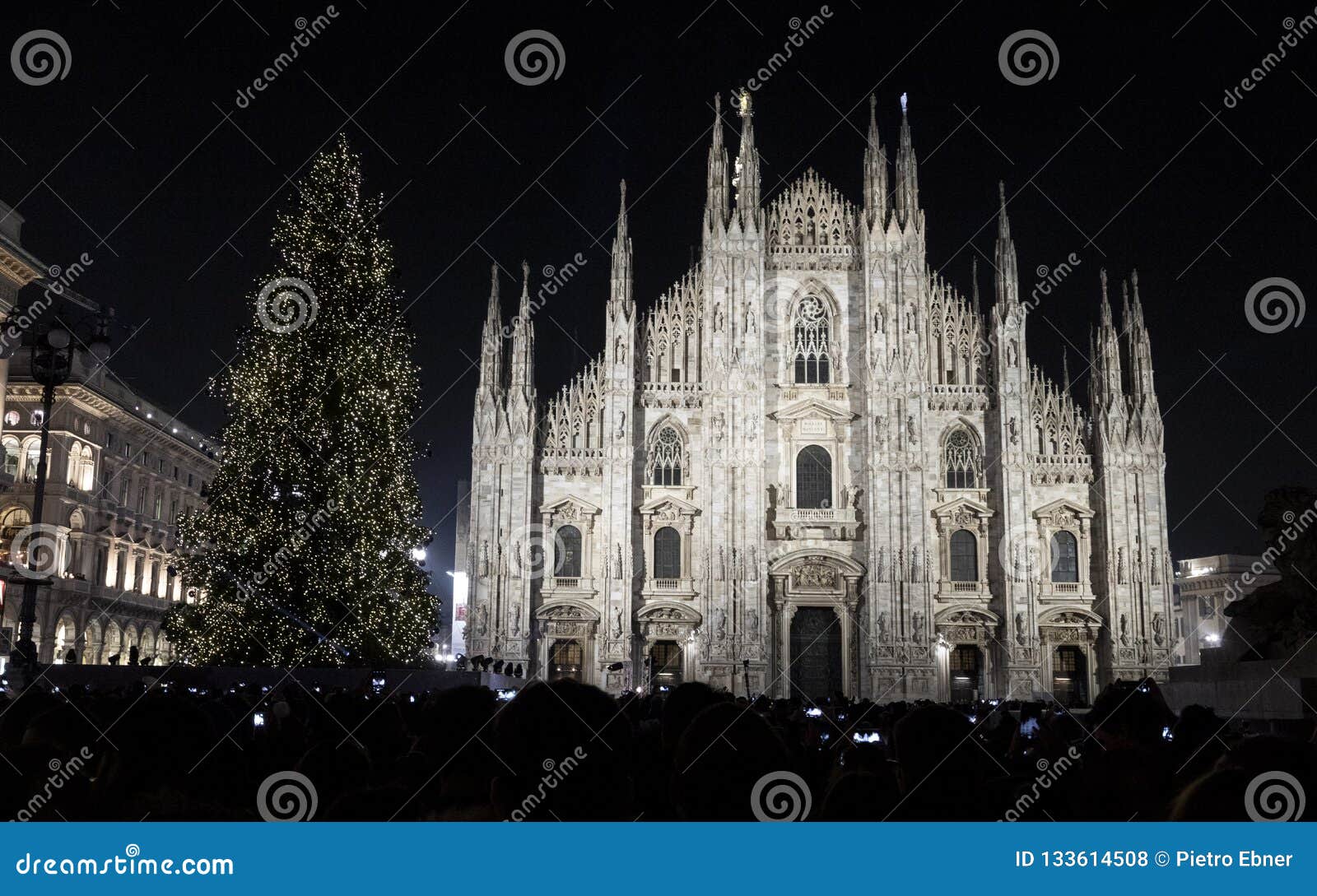 Christmas tree in Milan editorial stock photo. Image of cathedral ...