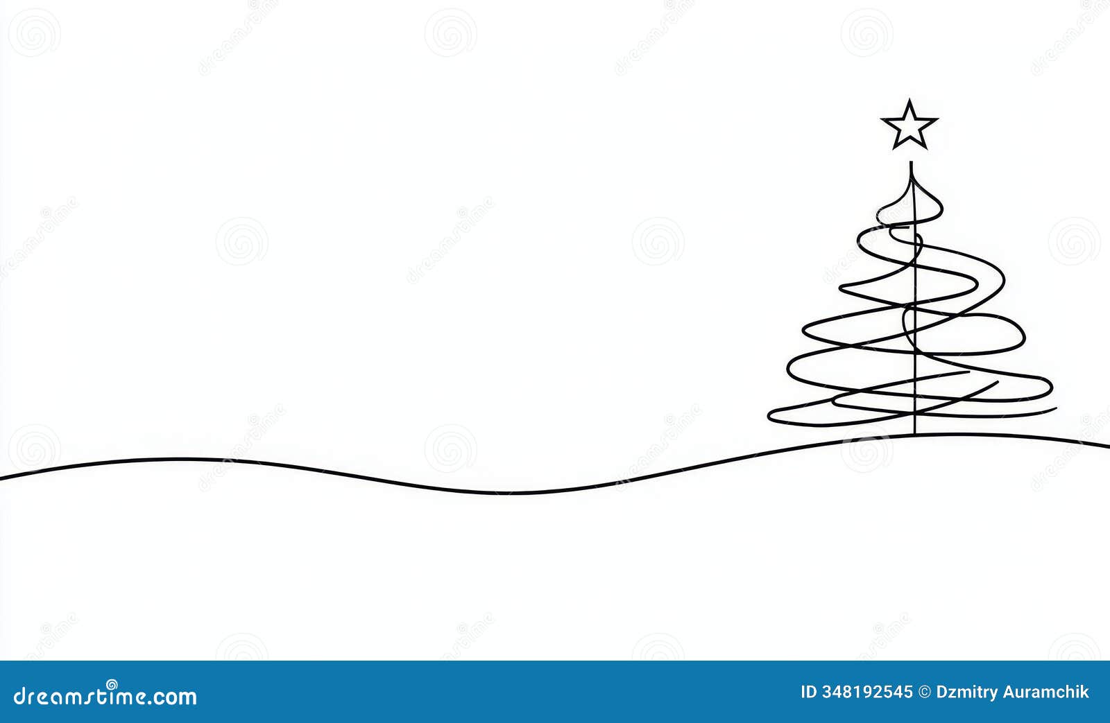 Christmas Tree in Minimalist Design. One-line Drawing of a Christmas ...