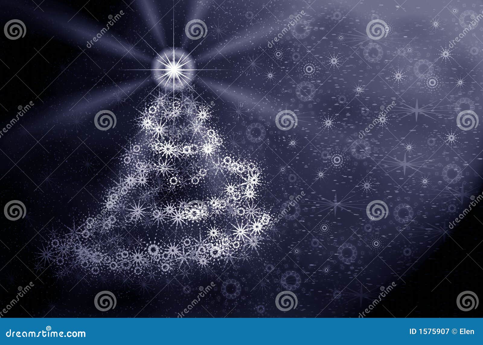 Christmas Tree in Moonlight Stock Illustration - Illustration of design ...