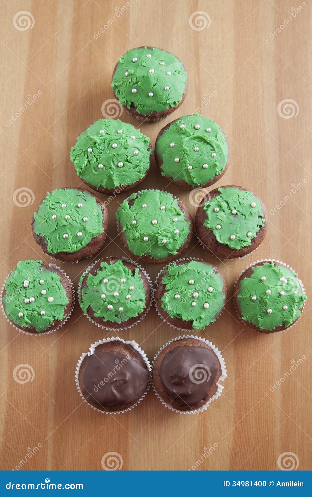 Christmas Tree Muffins stock photo. Image of party, copy - 34981400