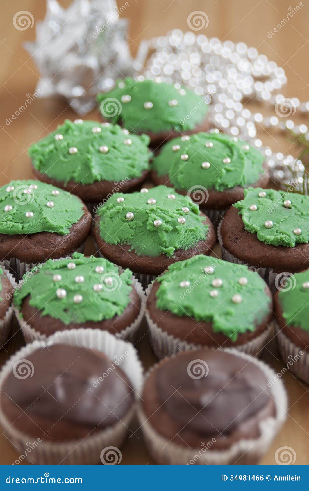 Christmas Tree Muffins stock photo. Image of snack, party - 34981466