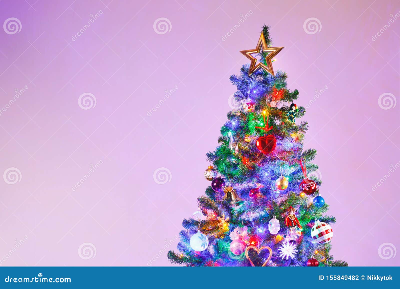 Christmas Tree with Multicolor Led Lights and Copy-space Background ...