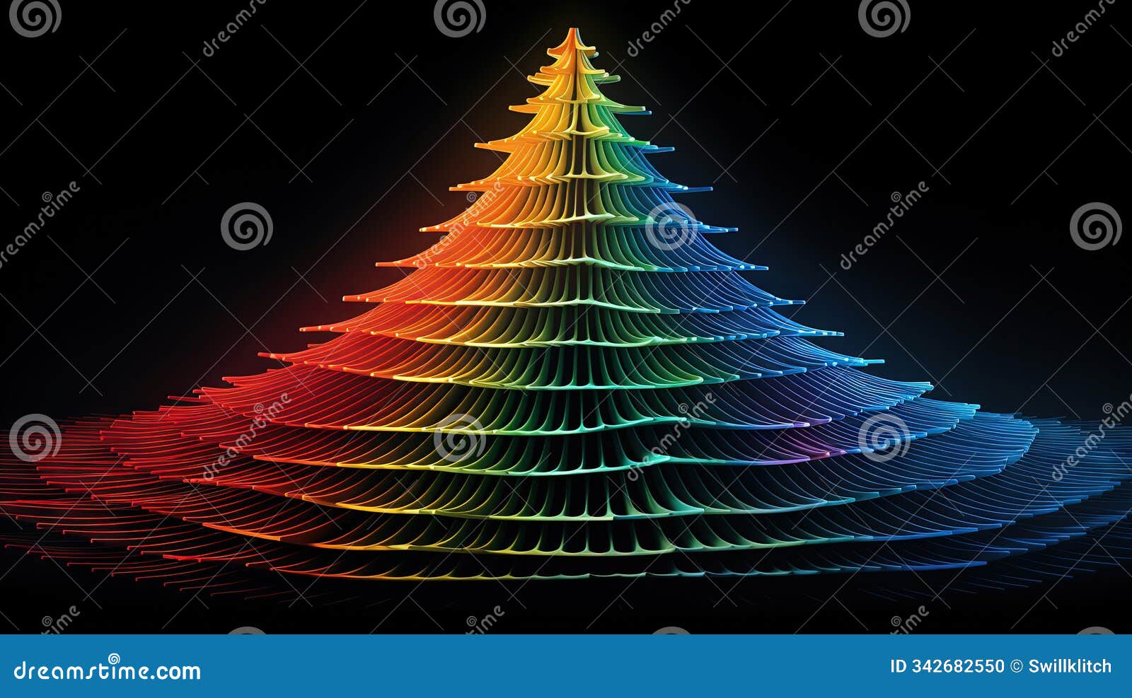 Christmas Tree in Music Equalizer or Music Waveform. Greeting Card for ...