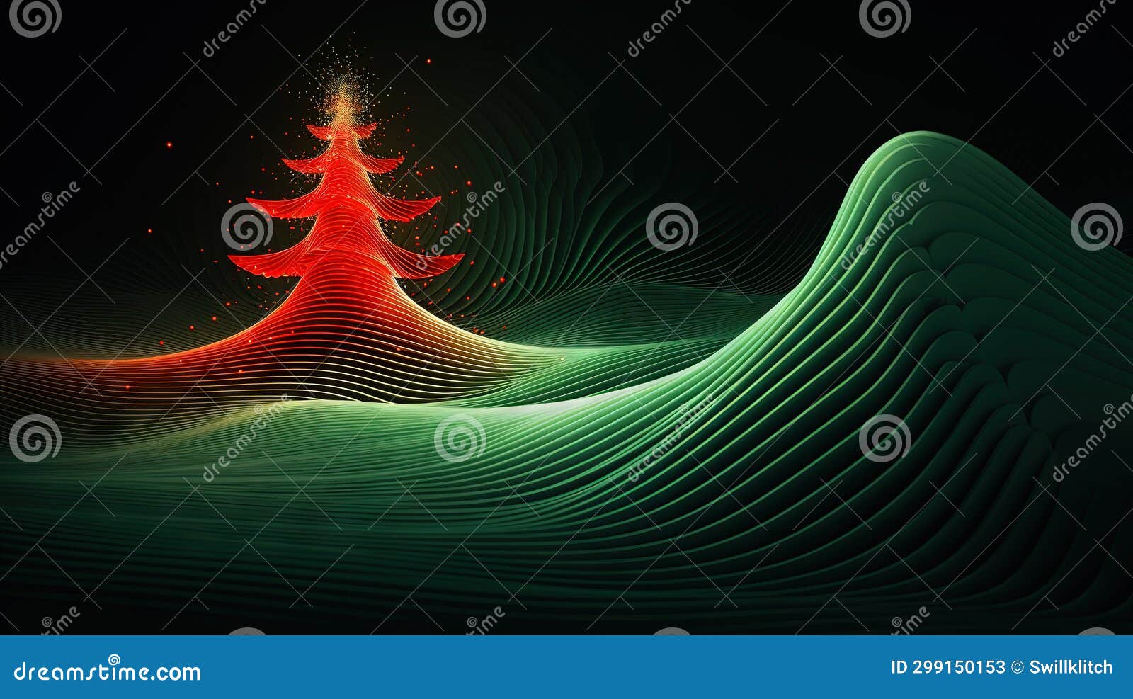 Christmas Tree in Music Equalizer or Music Waveform. Party Card for ...