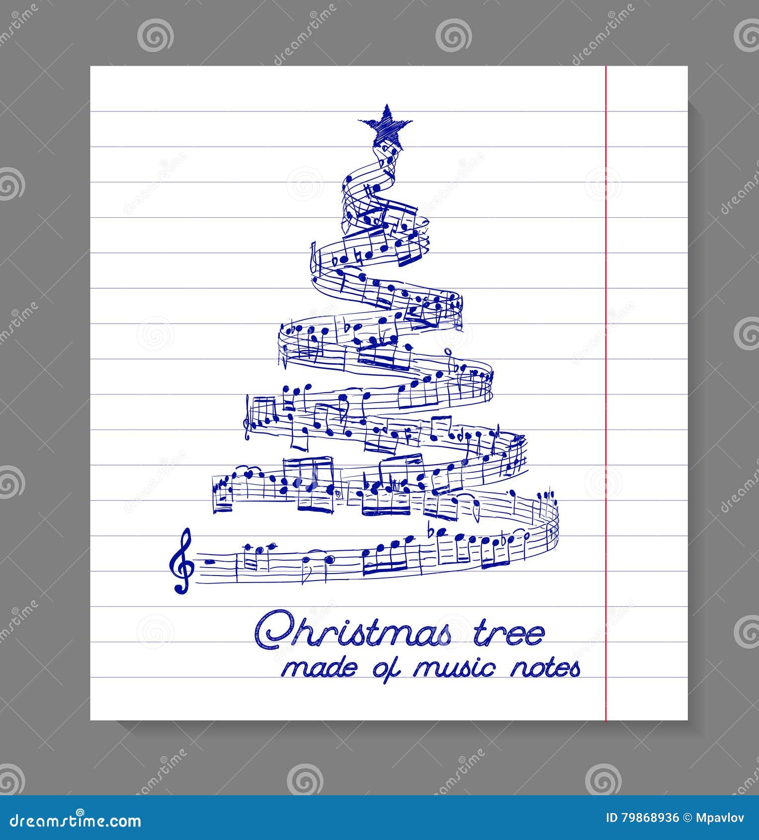 Christmas Tree from Music Notes Stock Vector - Illustration of swirl ...