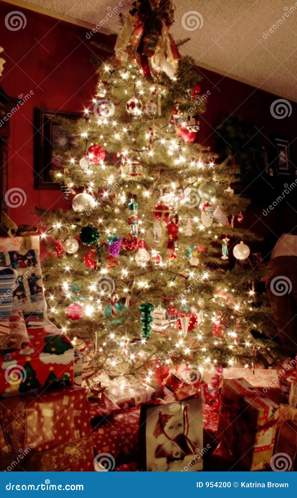 Christmas Tree at Night stock photo. Image of decoration - 954200