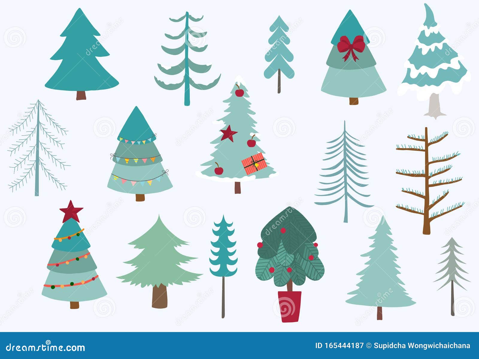 Christmas Tree Object Collection.Vector Illustration for Icon,logo ...