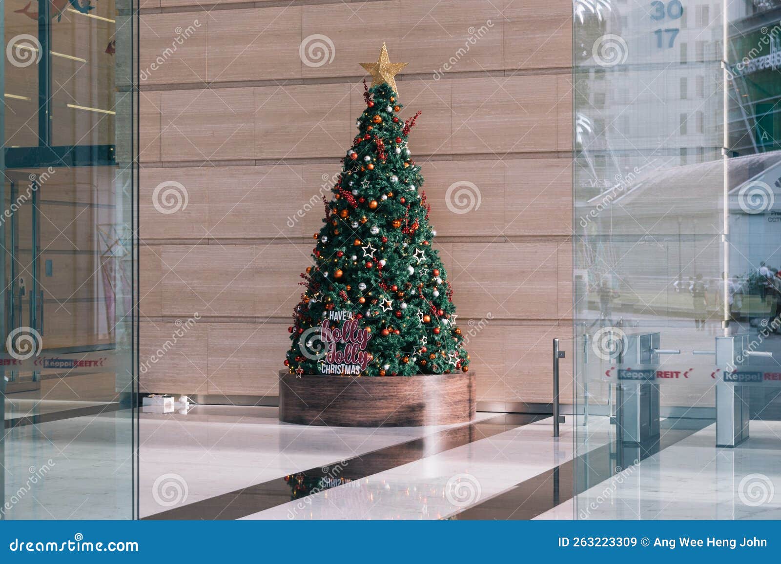 Christmas Tree in Office Lobby Editorial Stock Image - Image of office ...