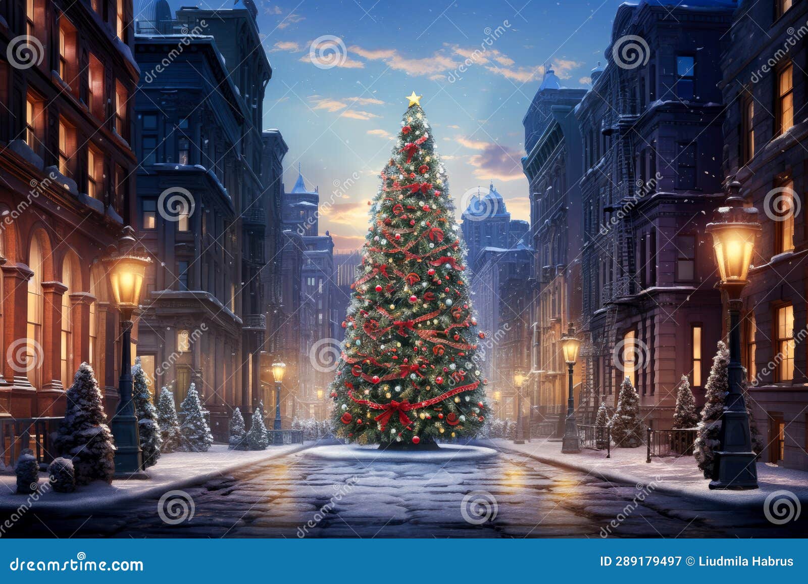 Christmas Tree in the Old Town Stock Image - Image of scene, outdoor ...