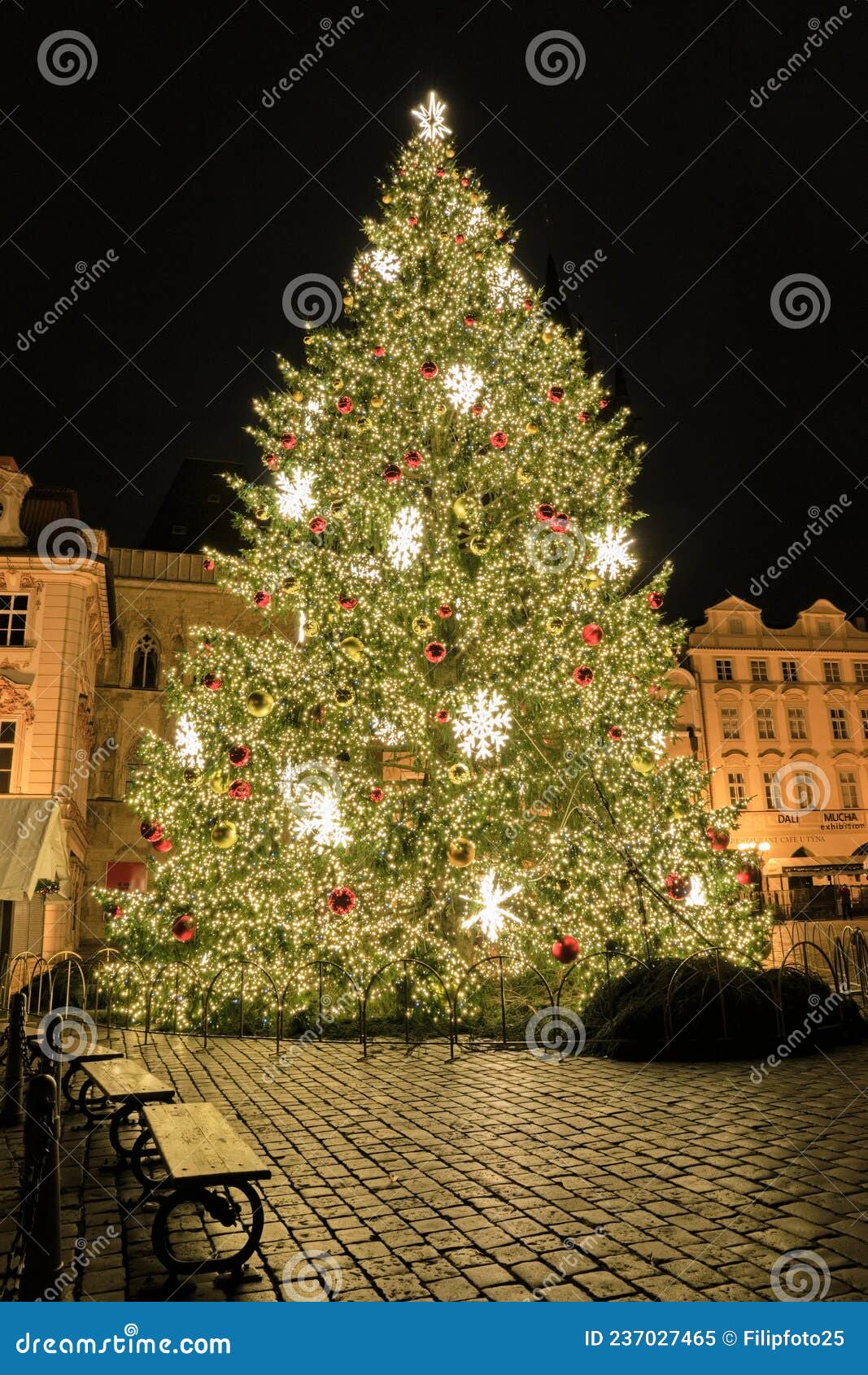 Christmas Tree in Old Town Square Stock Image - Image of castle ...