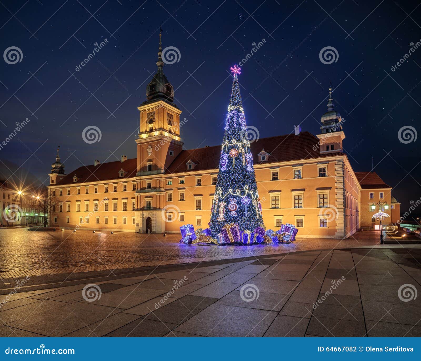 Christmas Tree in Old Warsaw Stock Photo - Image of journey, holiday ...