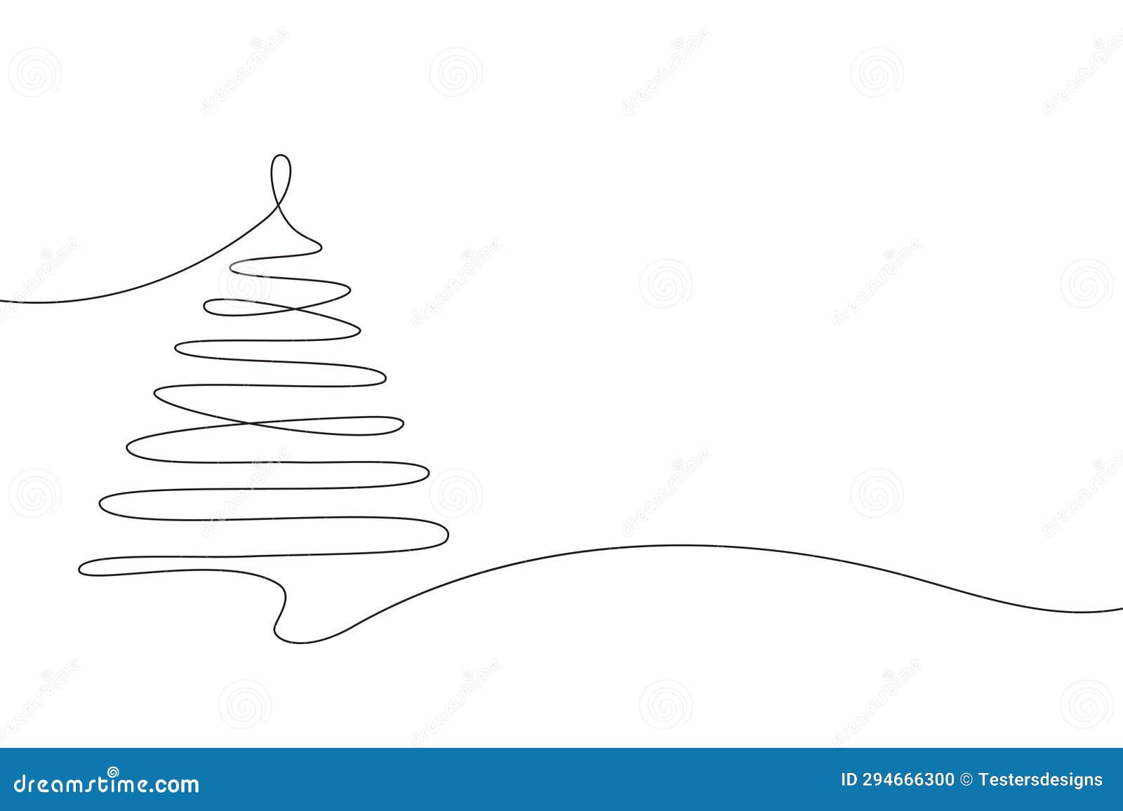 Christmas Tree One-line Drawing. Merry Christmas Decoration Continuous ...