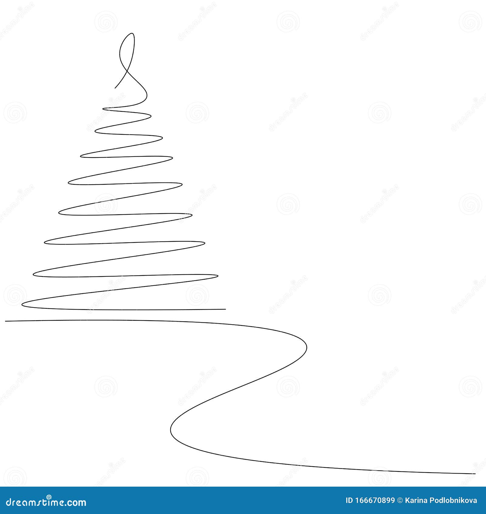 Christmas Tree One Line Drawing Vector Illustration Stock Vector ...