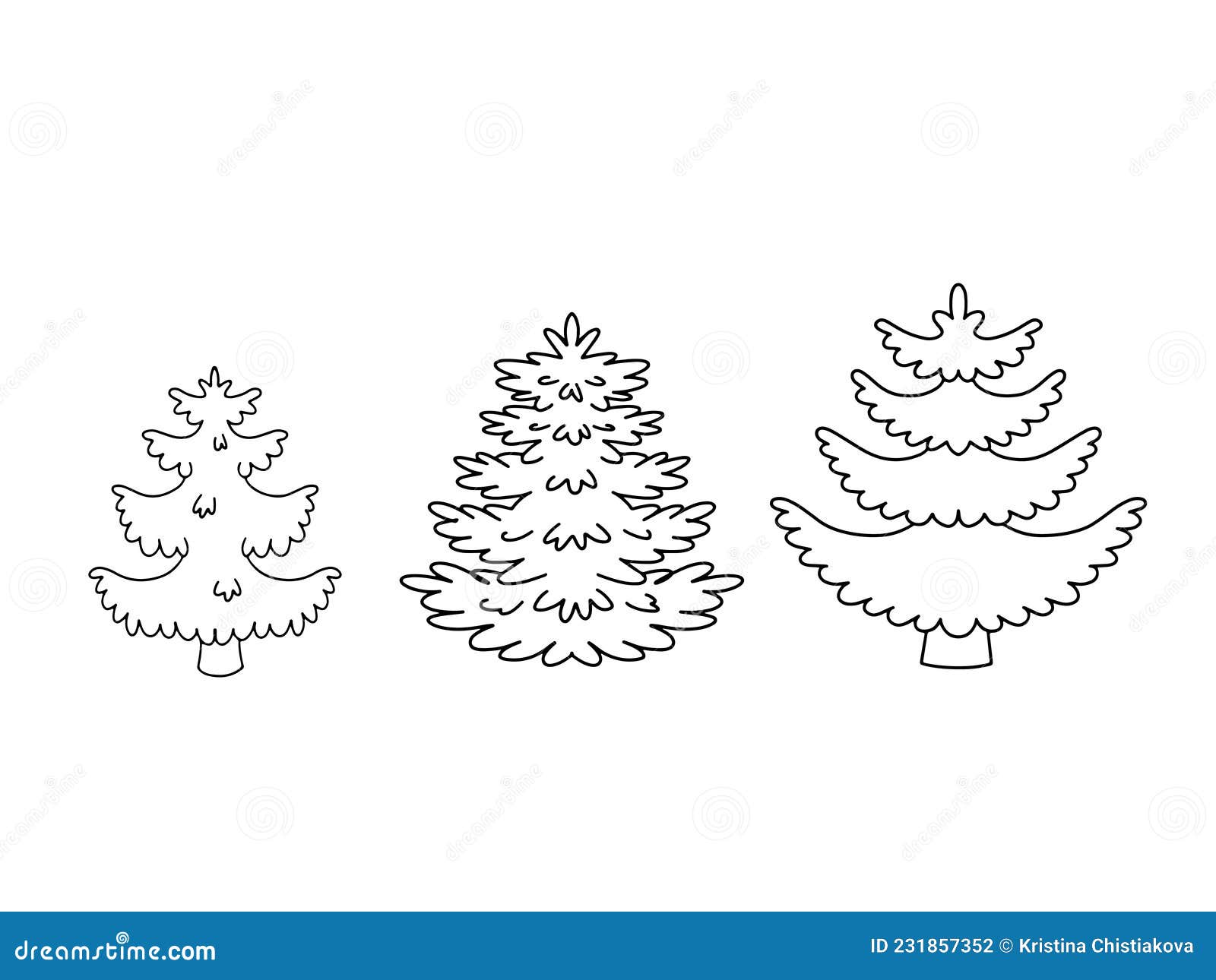 Christmas Tree Outline Set. Vector Illustration Stock Vector ...