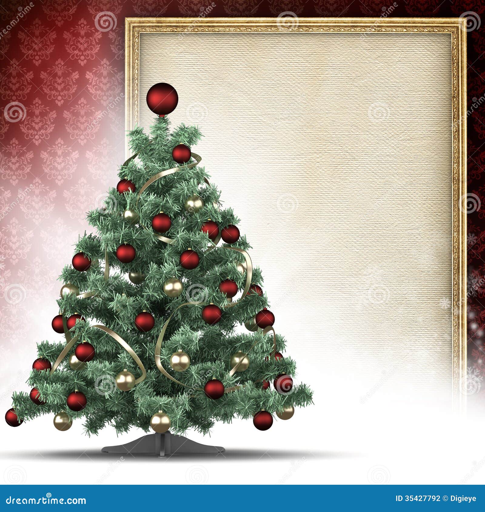 Christmas Tree and Paper Sheet in Picture Frame Stock Illustration ...
