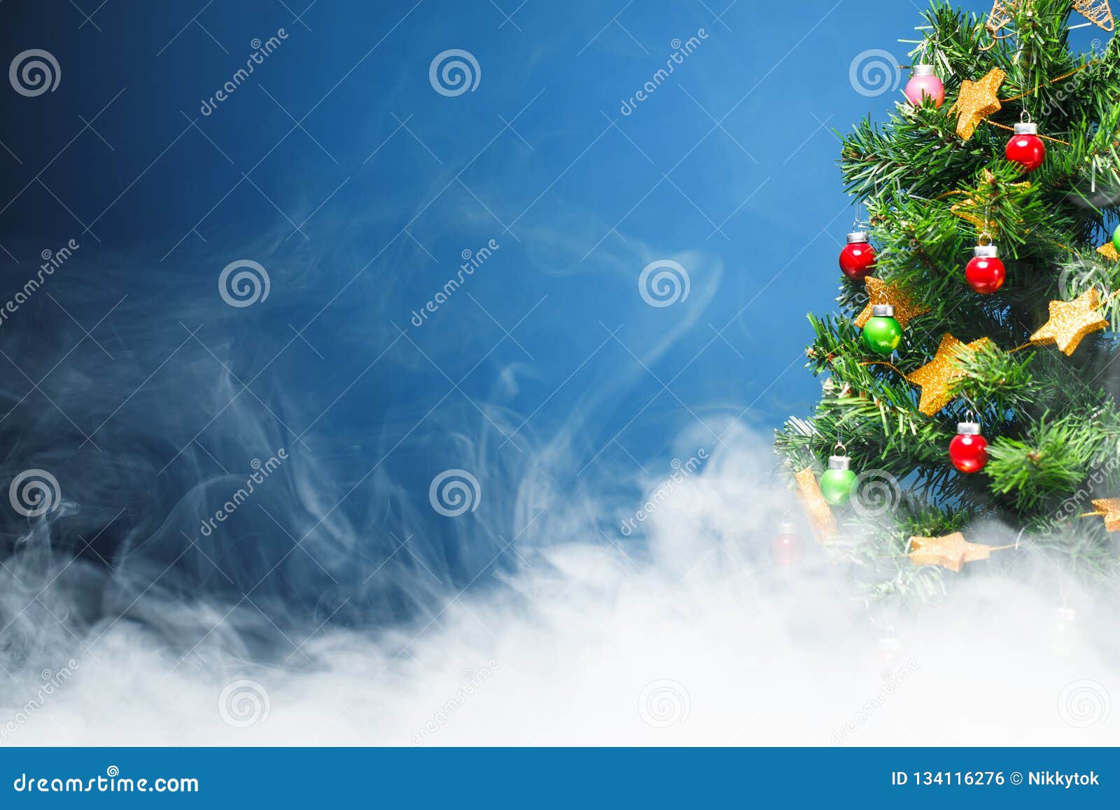 Christmas Tree Part in Ice Fog Stock Photo - Image of abstract ...