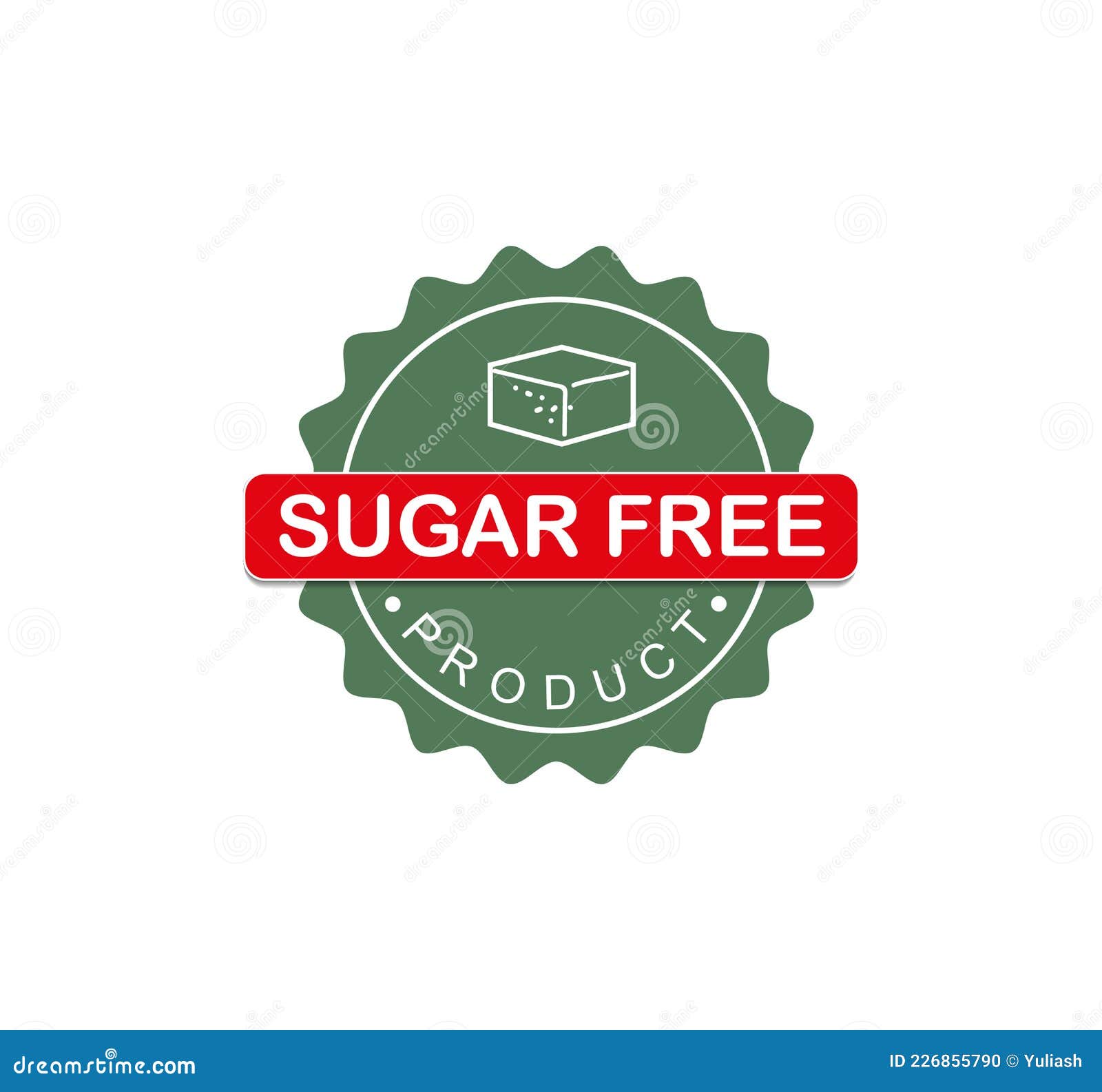 Sugar-free Product Label. Green Round Icon with a Piece of Sugar and ...