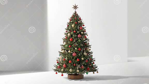 Christmas Tree on Plain White Background Stock Image - Image of peace ...