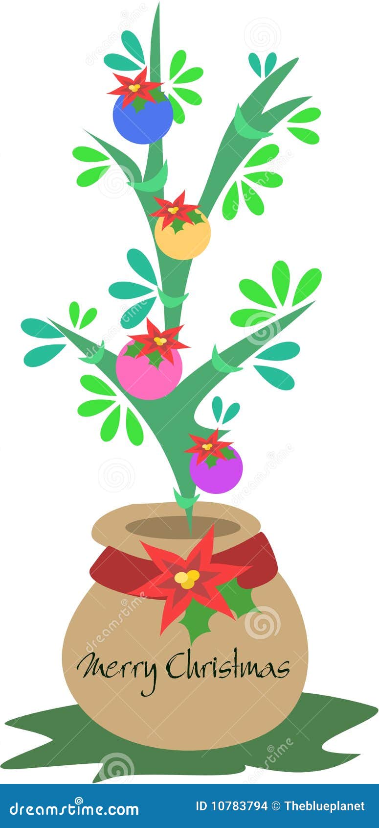 Christmas Tree Plant in a Pot Stock Vector - Illustration of holiday ...