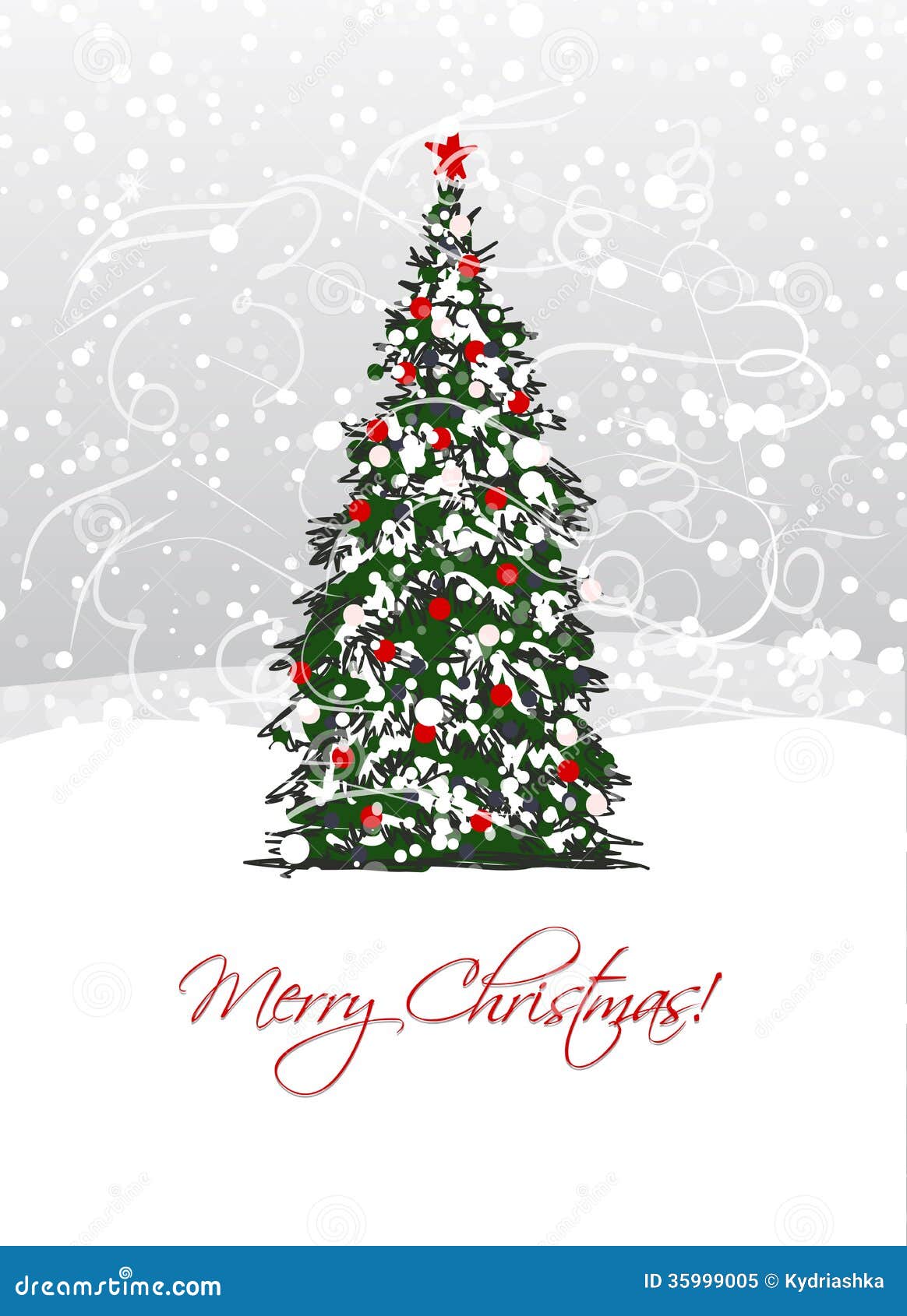 Christmas Tree, Postcard Design Stock Vector - Illustration of ...