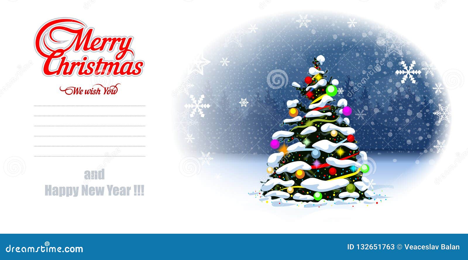 Christmas Tree Postcard. EPS 10 Vector Graphics Stock Vector ...