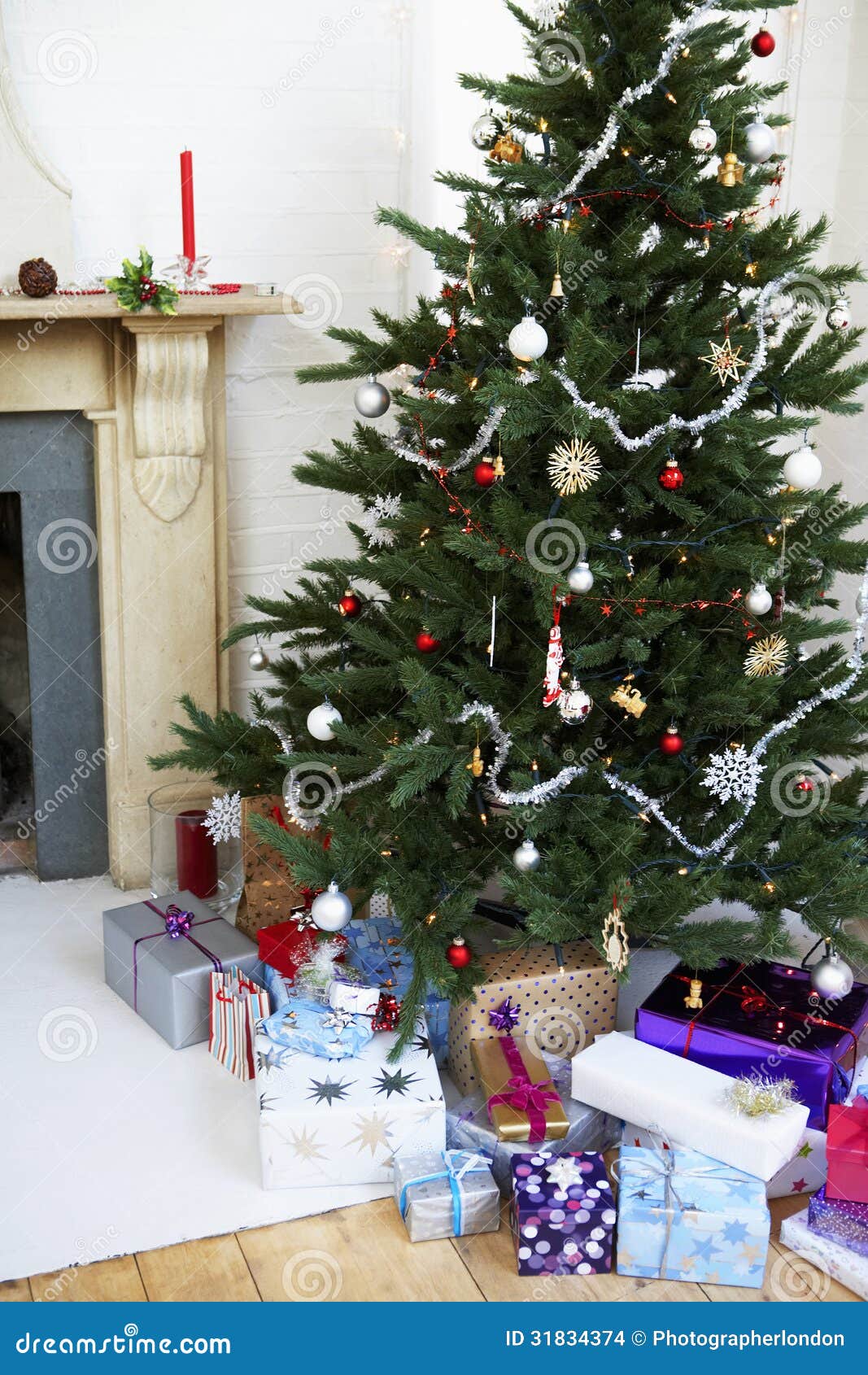 Christmas Tree with Presents Stock Photo - Image of christmas, decorate ...