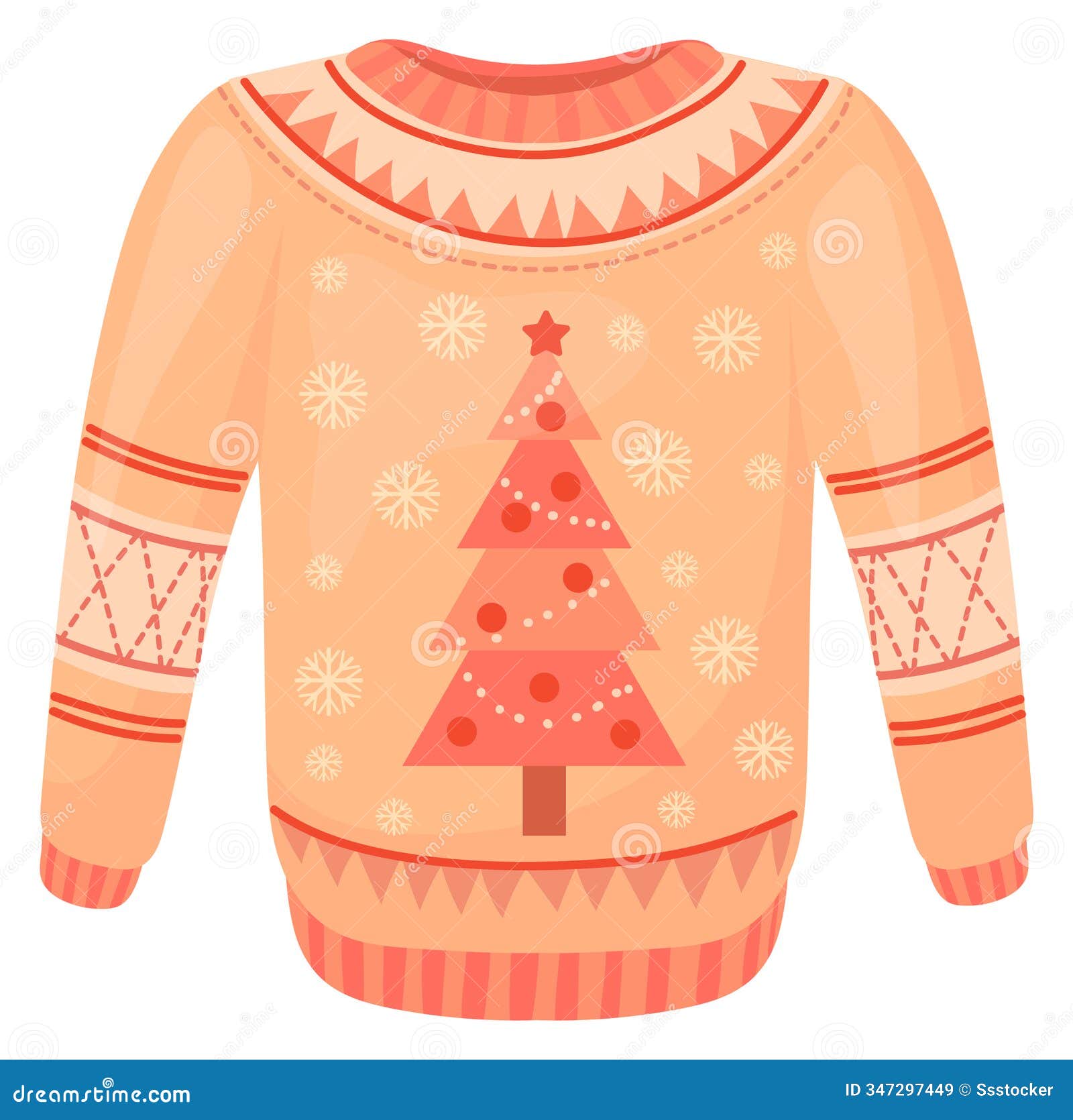 Christmas Tree Pullover Cartoon Icon. Seasonal Sweater Stock ...