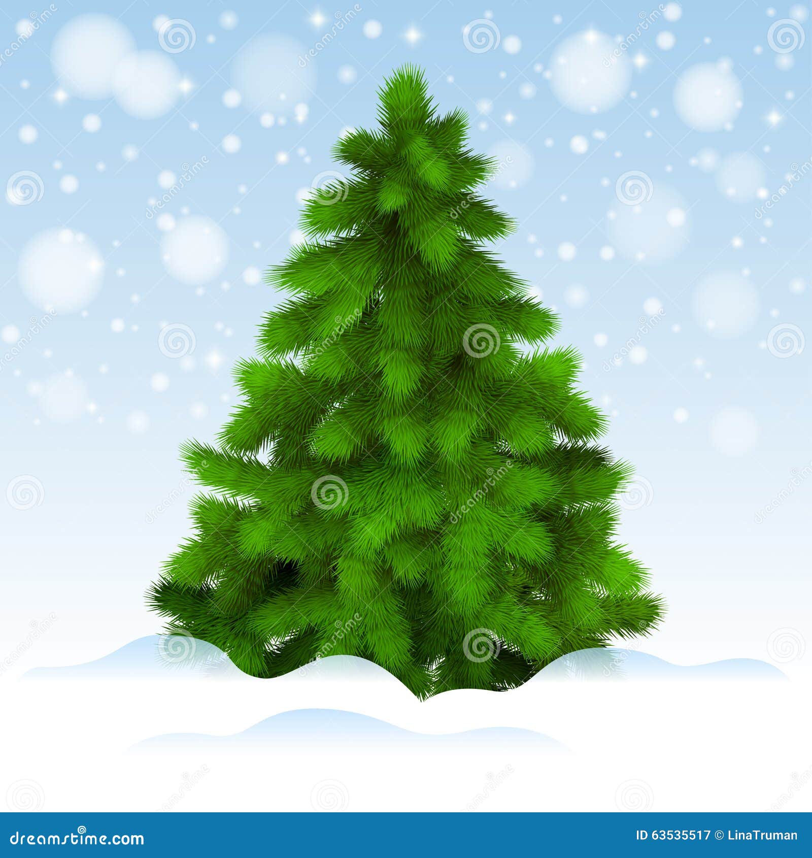 Christmas Tree, Realistic Vector Illustration. Stock Vector ...