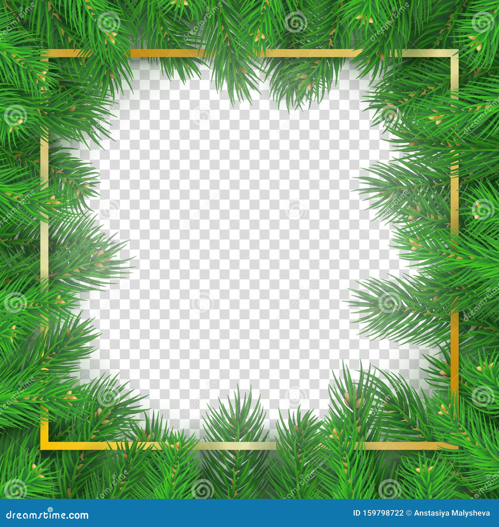 Christmas Tree Rectangular Frame on White Stock Vector - Illustration ...