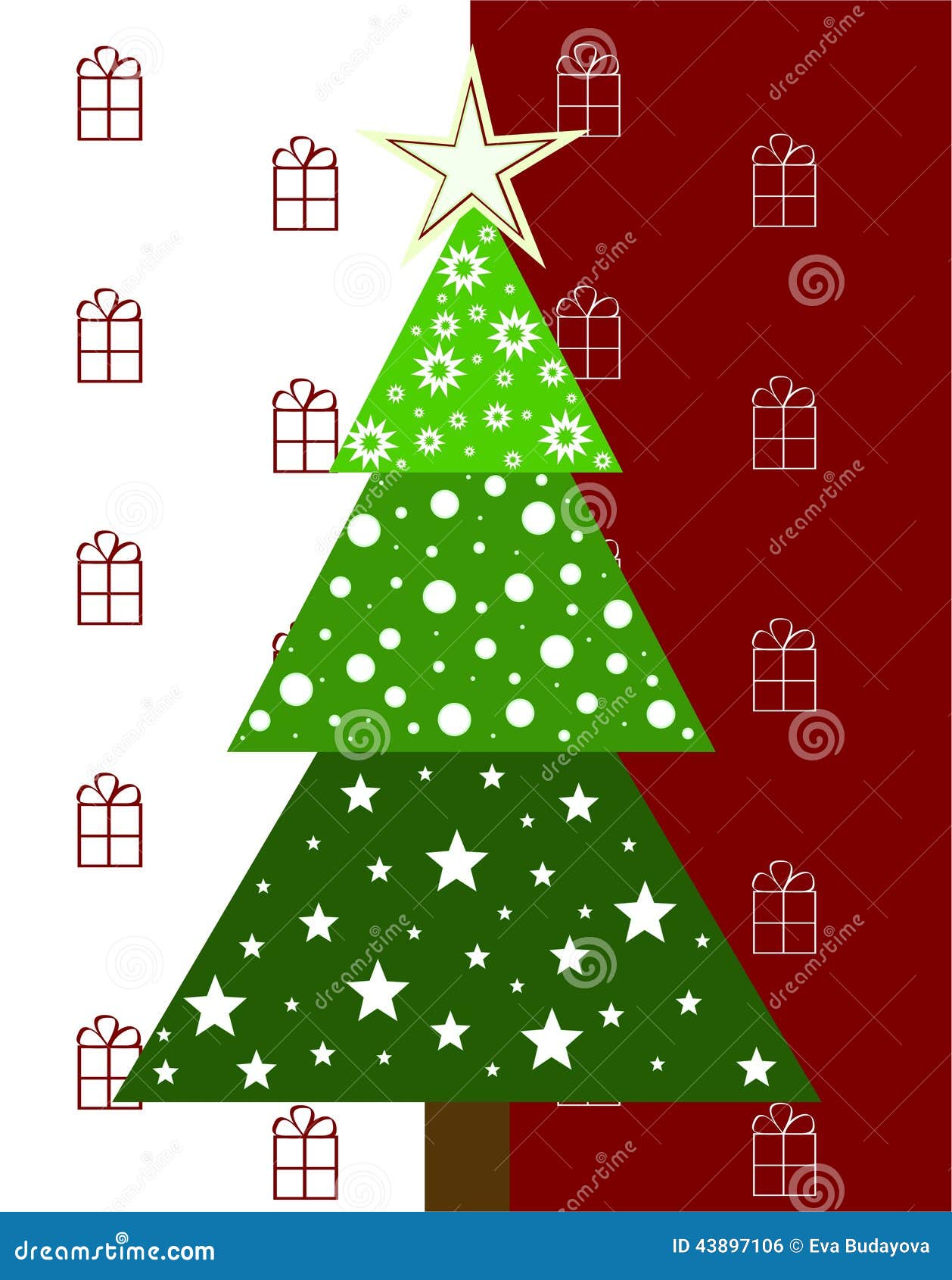 Christmas Tree on a Red Background Stock Illustration - Illustration of ...